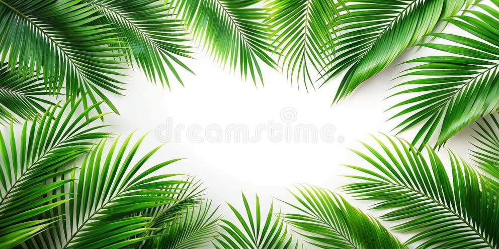 Overhead Palm Fronds Frame Tropical Green Composition Stock ...
