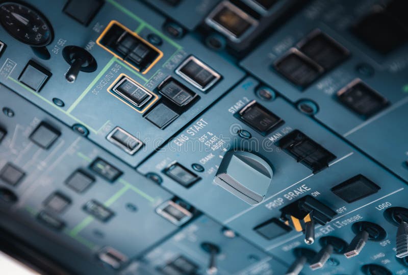 Overhead Panel of an Aircraft Stock Photo - Image of compass, dark ...