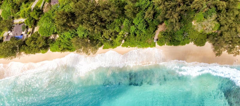 Overhead Beach Aerial with Surf Lesson in Progress Stock Image - Image ...