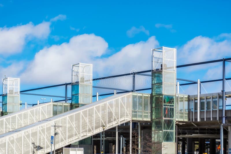Overhead Pedestrian Crossing Stock Image - Image of balustrade, bridge ...