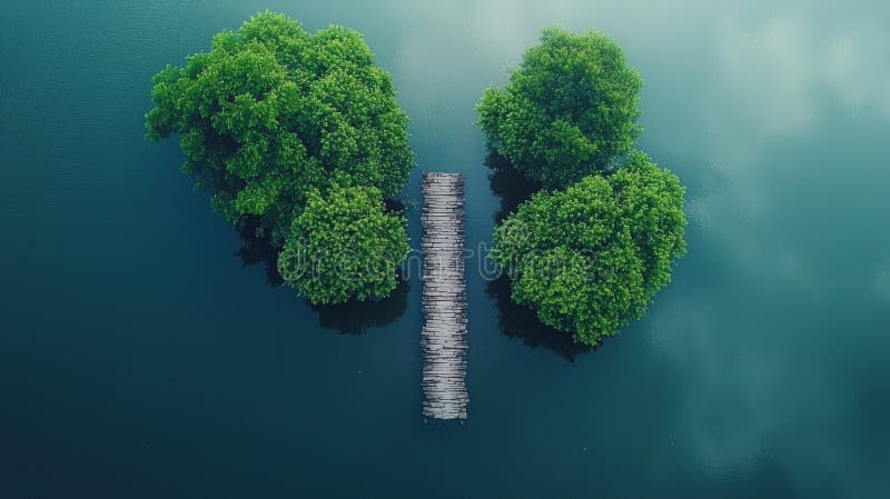 Serene Overhead View Stone Bridge Calm River Symmetrical Reflections ...