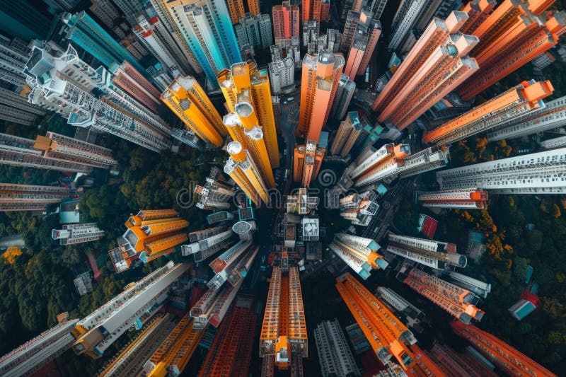 An Overhead Perspective of a Cityscape Featuring Numerous Skyscrapers ...