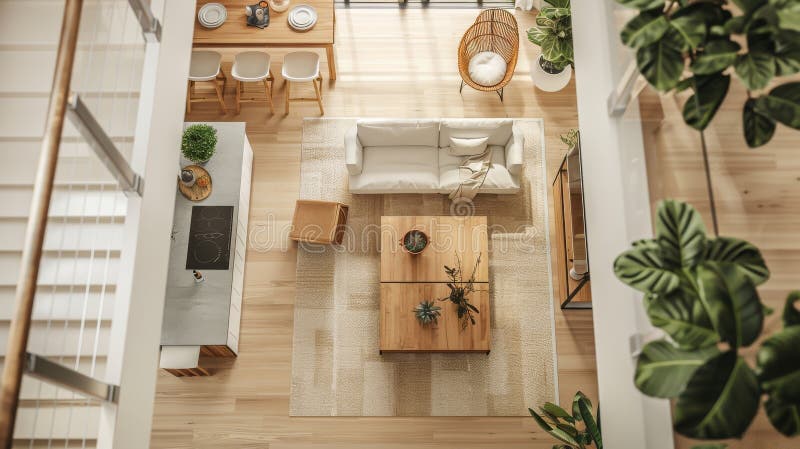 Overhead Perspective Highlighting the Cohesive Arrangement of Interior ...