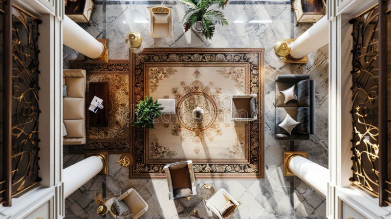 Overhead Perspective Highlighting the Symmetry and Elegance of Interior ...