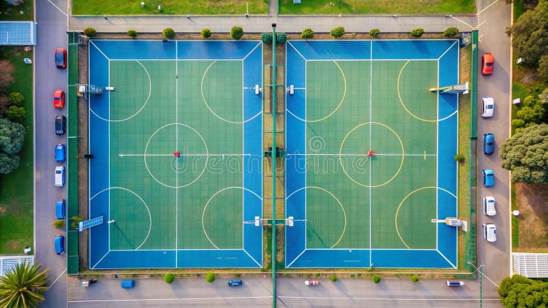 An Overhead Perspective of Netball Courts AI-Created Content Stock ...