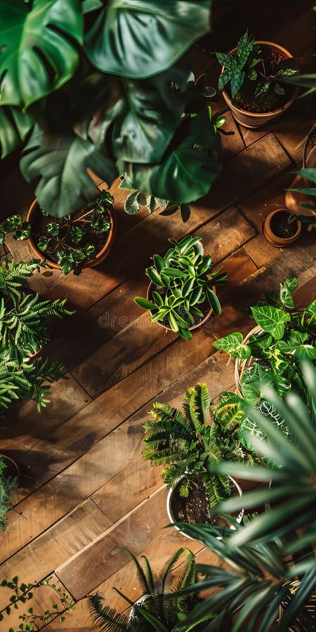 Overhead Perspective of Plant Decor Stock Illustration - Illustration ...