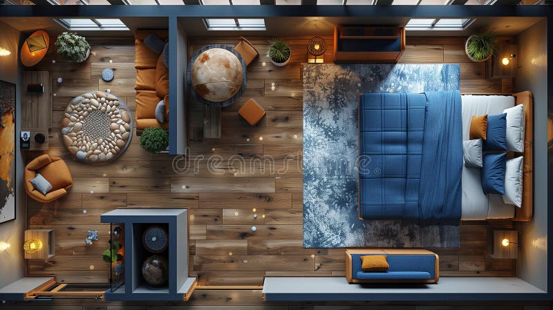 Overhead Perspective Reveals Room Design, Highlighting Spatial ...