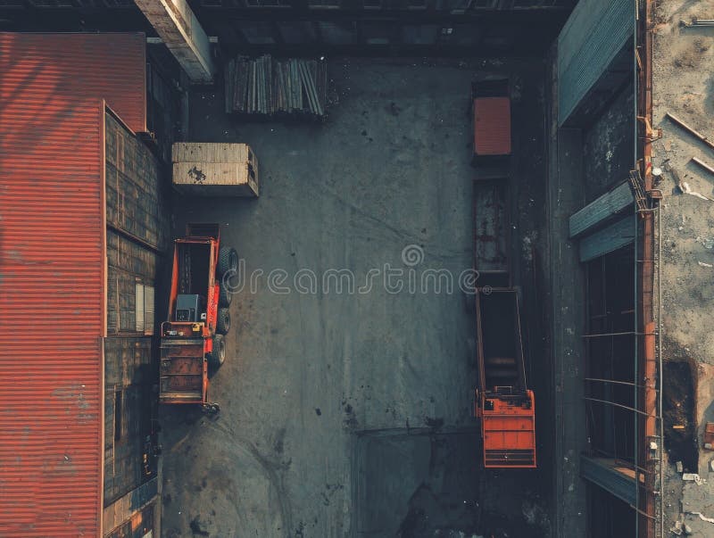 Overhead Perspective of a Structured Warehouse Layout Demonstrating ...