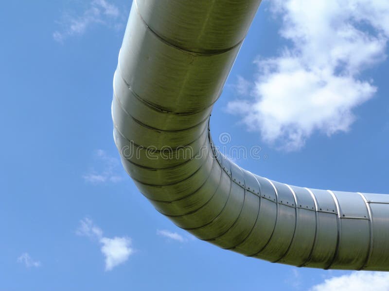 Overhead Overhead Pipeline with Expansion Loop and Blue Sky Stock Image ...