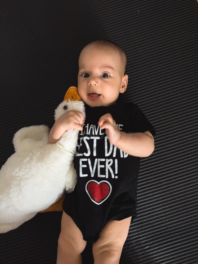 Overhead Portrait of Baby Laying Down on the Back Stock Photo - Image ...