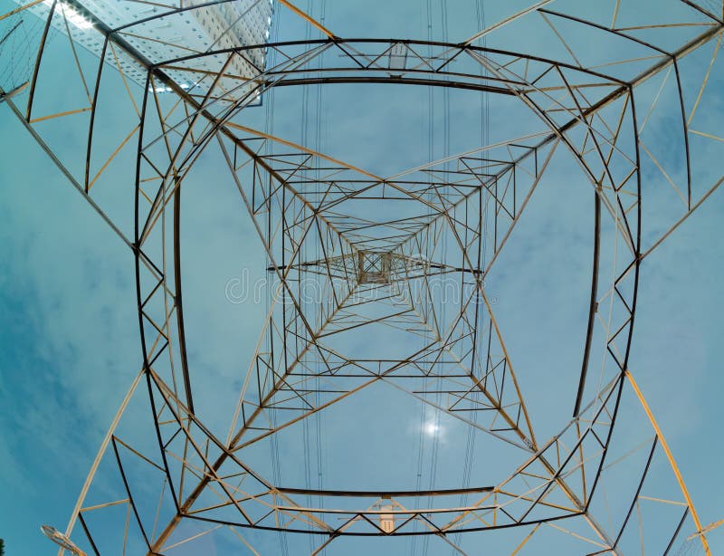 Overhead Power Line or Electric Conduit Tower Stock Image - Image of ...
