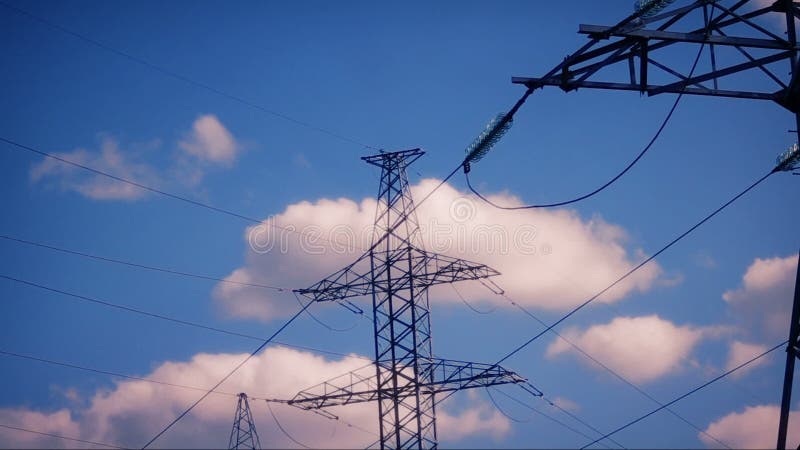 Overhead Power Lines Amidst Sunflower Field on Hot Summer Day Stock ...