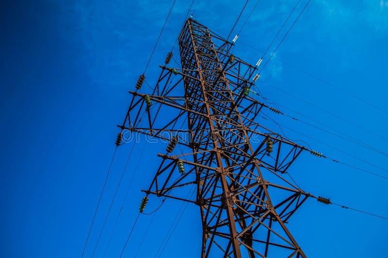 Overhead Power Line Support Stock Photo - Image of overhead, color ...
