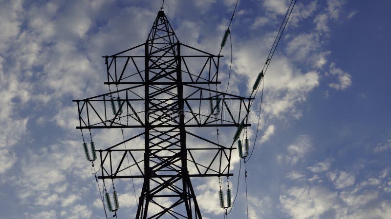 Overhead Power Line Support in the City Stock Photo - Image of ...