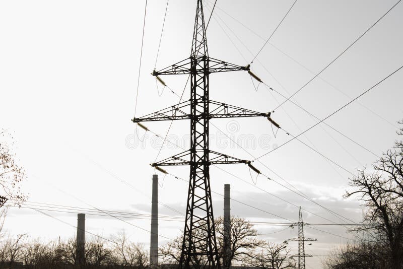 Overhead power line stock photo. Image of pole, industrial - 175597956