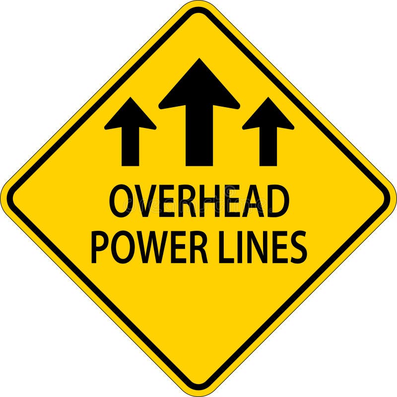 Overhead Power Lines Sign stock vector. Illustration of beware - 292177480