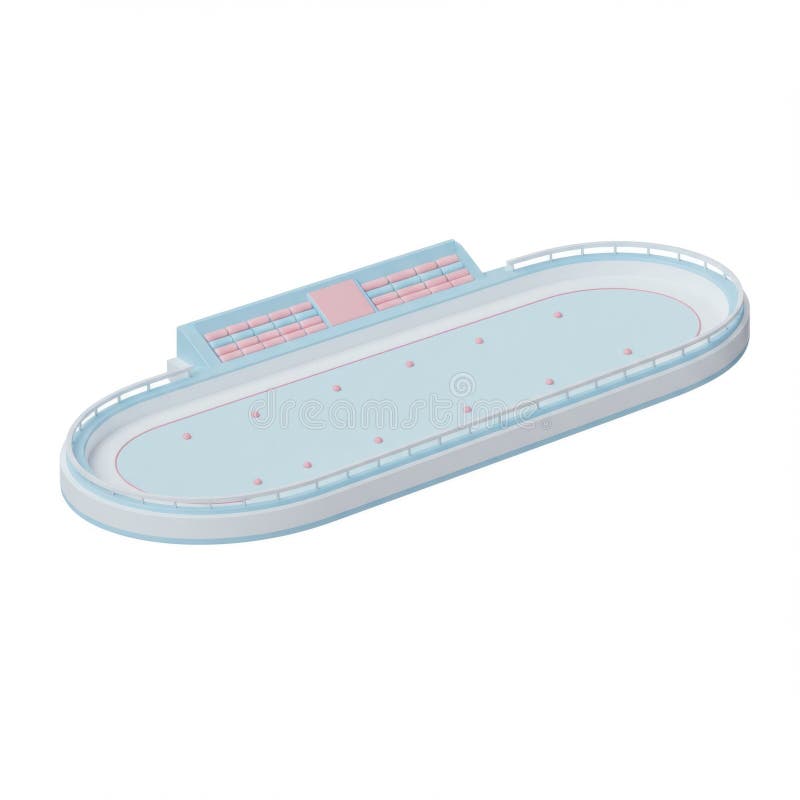 Overhead Render of Pale Blue Ice Skating Rink Surrounded by Bleachers ...