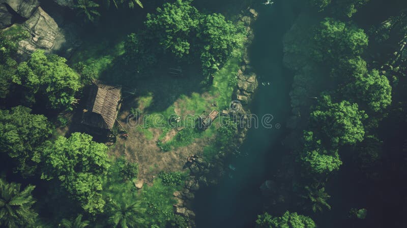 An Overhead Shot of the Amazon Rainforest in Peru, with the River ...
