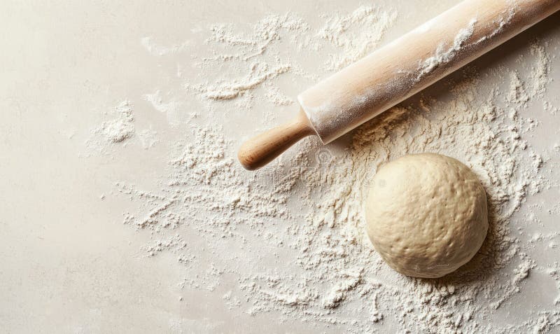 A Ball of Dough and a Rolling Pin are Dusted with Flour, Ready for ...