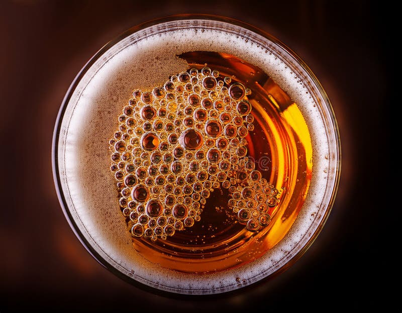 An Overhead Shot of Beer Bubbles Forming Intricate Patterns Inside a ...