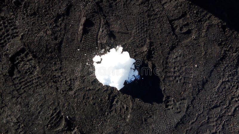 Overhead Shot of a Bit of Snow Over the Black Soil Stock Image - Image ...