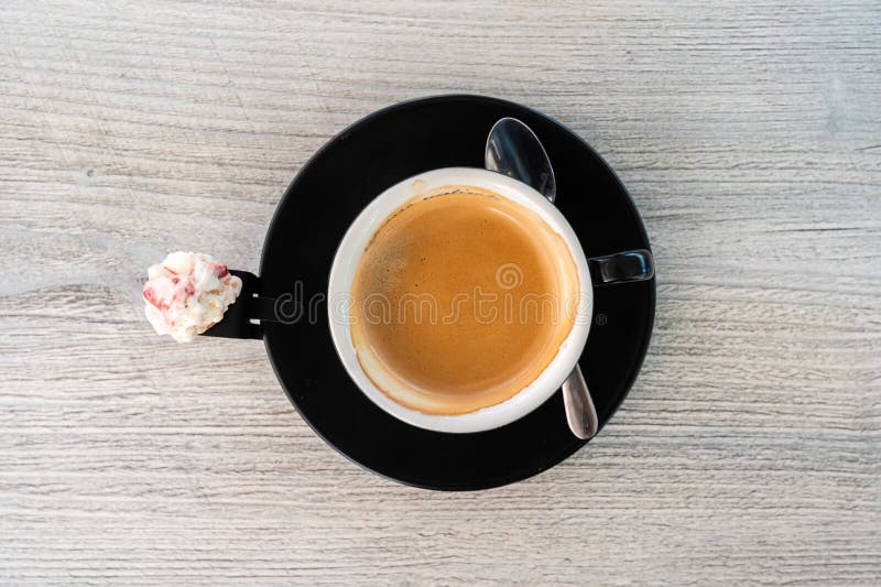 Overhead Shot of a Black Cup of Coffee, the Netherlands Stock Photo ...