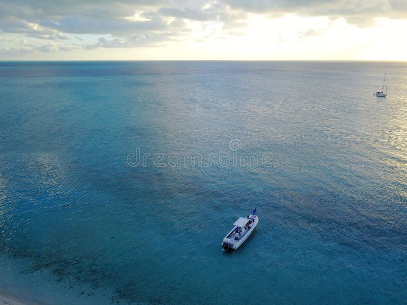 Overhead Shot of a Boat in the Sea in Exuma Stock Image - Image of ...