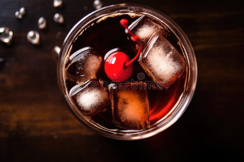 Overhead Shot of a Cherry Cola Splash in a Glass Stock Image - Image of ...