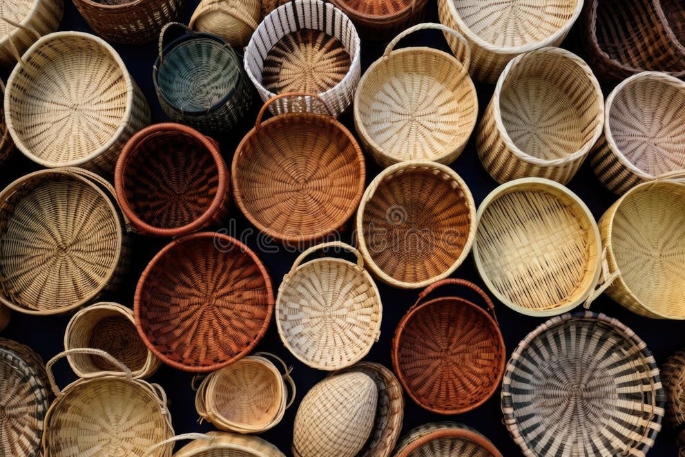 Overhead Shot of a Collection of Baskets in Different Sizes Stock Photo ...
