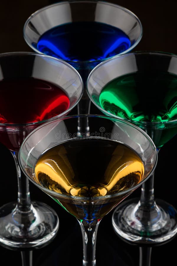 Overhead Shot of Color Cocktails Stock Photo - Image of colorful, black ...