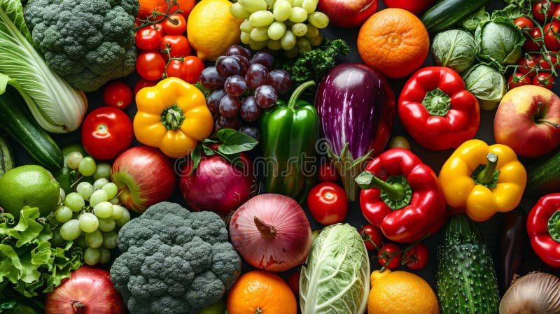 Overhead Shot of a Colorful and Healthy Array of Various Fruits and ...