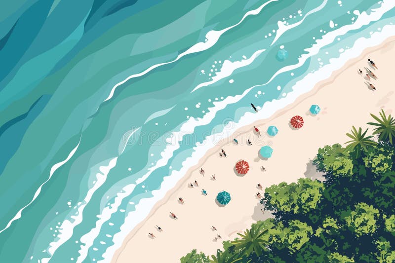 Overhead Shot of a Crowded Beach Isolated Vector Style Stock Vector ...