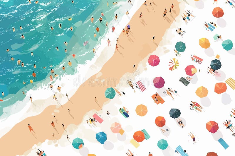 Overhead Shot of a Crowded Beach Isolated Vector Style Stock Vector ...