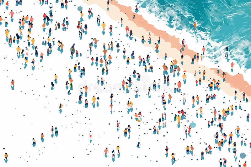 Overhead Shot of a Crowded Beach Isolated Vector Style Stock Vector ...