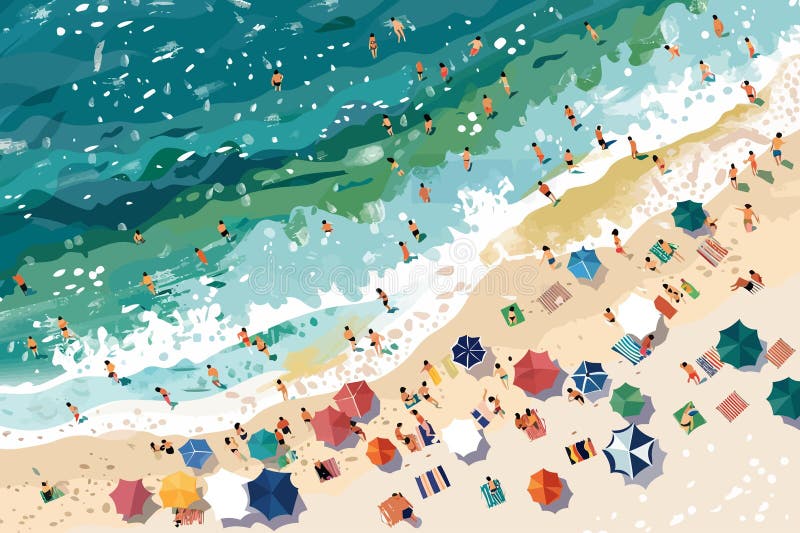 Overhead Shot of a Crowded Beach Isolated Vector Style Stock Vector ...