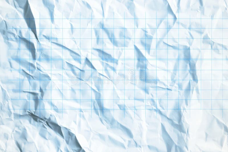 An Overhead Shot of a Crumpled White Grid Paper Background. Stock Photo ...