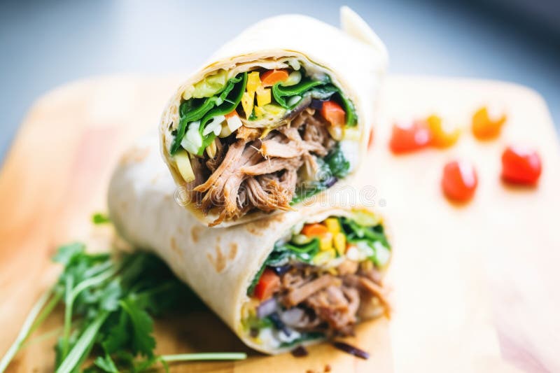 Overhead Shot of a Cut-open Pulled Pork Burrito Stock Photo - Image of ...