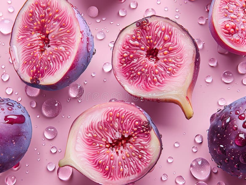 Overhead Shot of Figs with Visible Water Drops. Close Up. Stock Photo ...