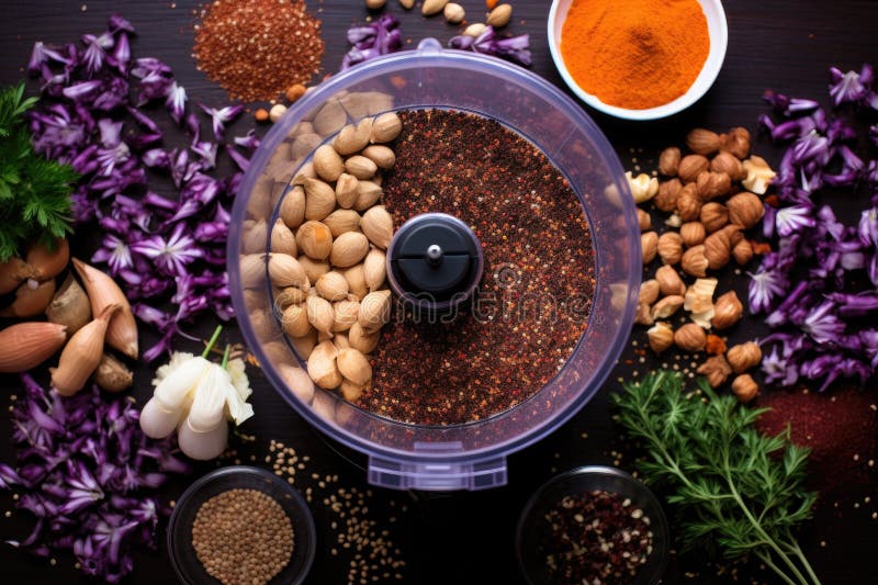 Overhead Shot of a Food Processor Blending Hummus Stock Illustration ...