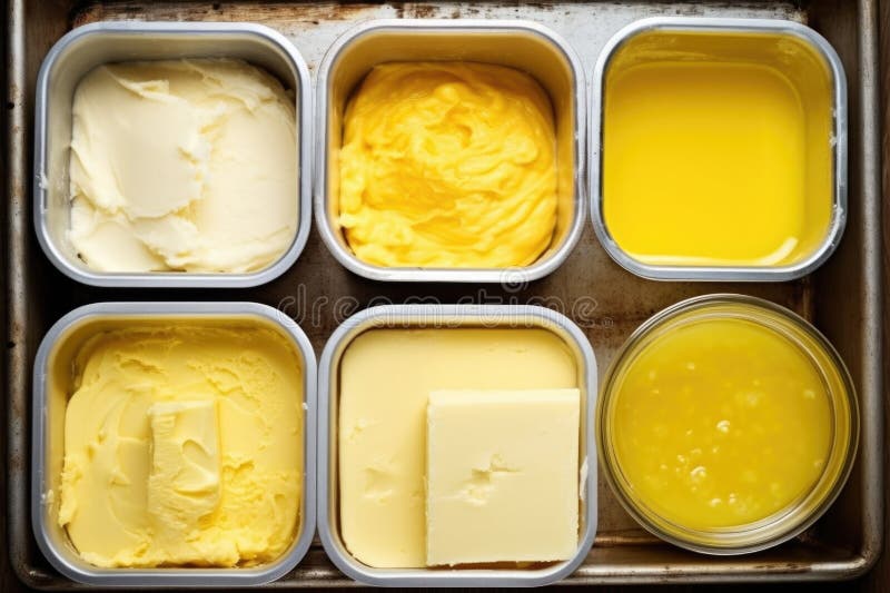 Overhead Shot of Freshly Churned Butter in Containers Stock Image ...