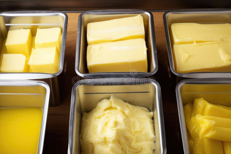 Overhead Shot of Freshly Churned Butter in Containers Stock Photo ...