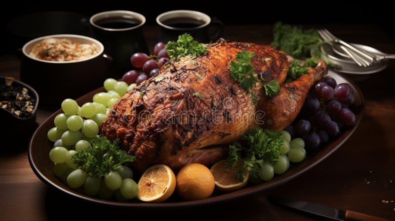 Overhead Shot of Golden Roasted Thanksgiving Turkey Stock Illustration ...