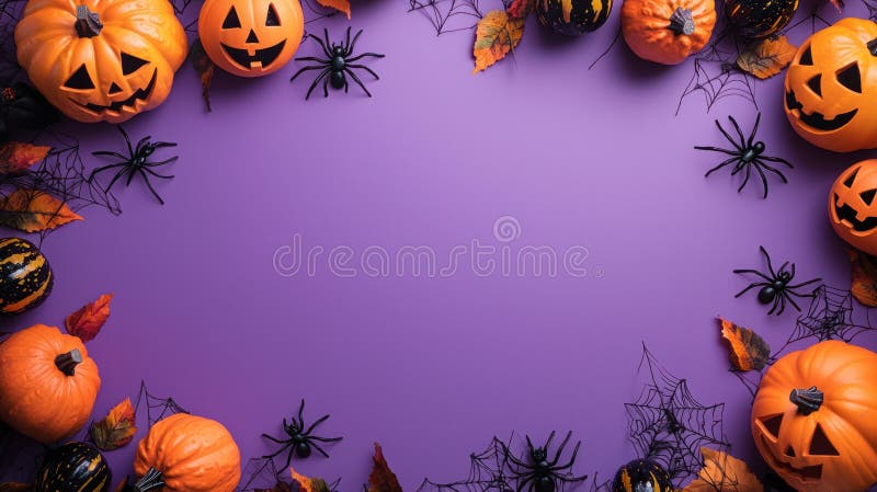 An Overhead Shot of a Halloween Side Border Adorned Stock Illustration ...