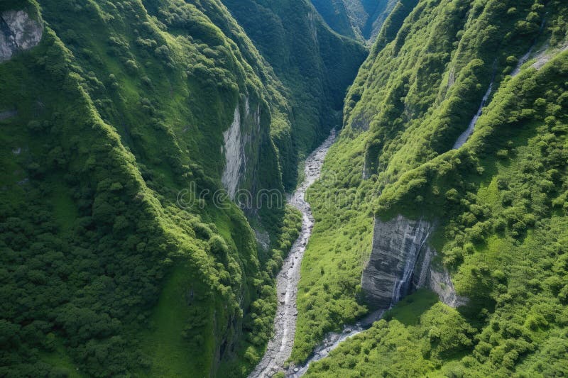 Overhead Shot of a Hanging Valley Created by Glaciation Stock Image ...