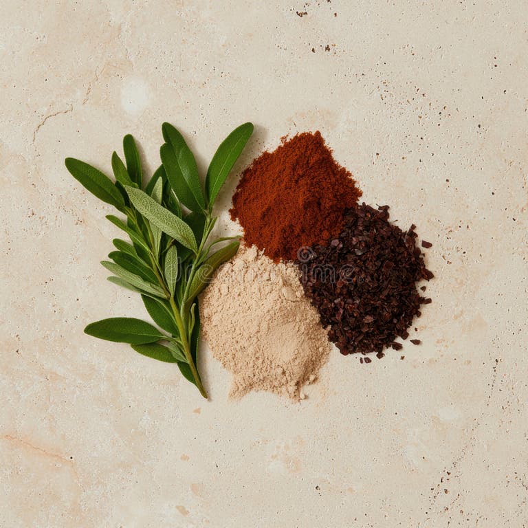 Overhead Shot of Herbs and Spices on a Neutral Background. Stock ...