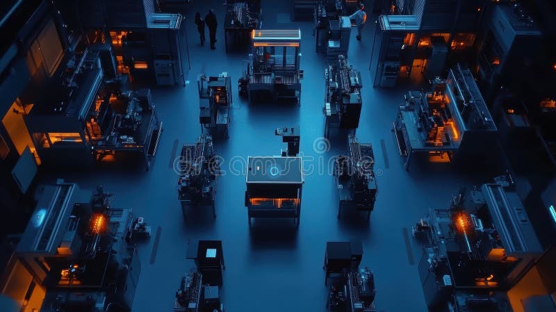 An Overhead Shot of a Microfactory Floor Revealing a Dense Arrangement ...