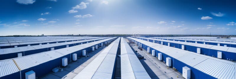 Overhead Shot of a Modern Climate-controlled Storage Facility with Rows ...