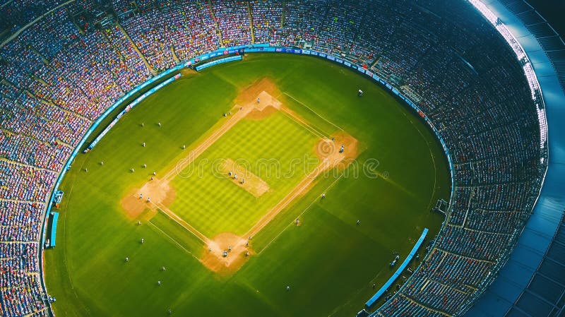 An Overhead Shot of a Packed Stadium during a Cricket Match Capturing ...