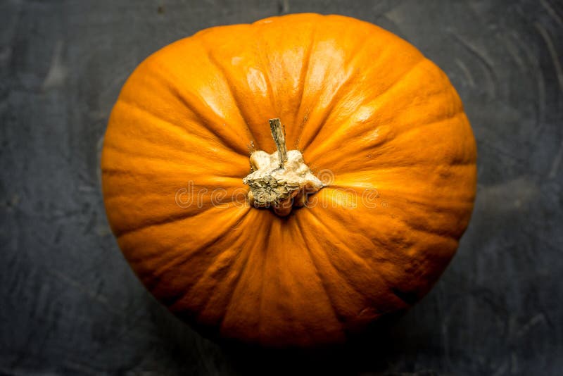 Overhead Shot of Pumpkin on Black Concrete Background Stock Image ...