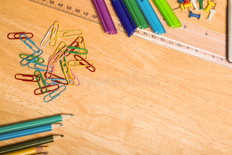 Overhead Shot of Pupils Desk Stock Photo - Image of overhead, education ...